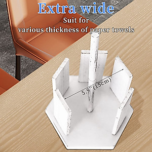 ScarFio Paper Towel Holder Stand with Heavy Duty Wood Base, White Farmhouse Standing Paper Towel Roll Dispenser for Kitchen Countertop fits Standard and Jumbo Size Paper Towels,Kitchen Paper Rack