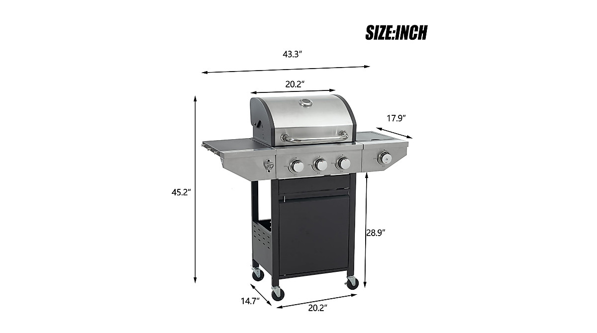Stainless Steel Propane Grill with Side Burner - CIATRE
