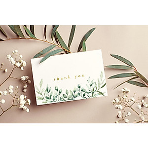 Gooji 4x6 Golden Greenery Thank You Cards with Envelopes (Bulk 36-Pack) | Wedding Thank You Cards, Bridal Shower Thank You Cards, Birthday Party, Baby Shower, Blank Notes Small Business