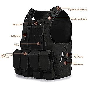 Toyfun Kids Tactical Vest Kit Woodland Camo Combat Assault Waistcoat Army/Military/Police Style, Adjustable and Multi-Colors