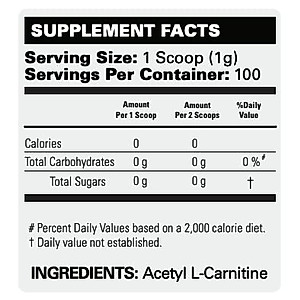 EHPlabs Acetyl L-Carnitine - Supports Natural Energy Production, Aids Metabolism, Assists in Healthy Brain Function, Supports Heart Health, Non-GMO, Vegan, Gluten Free - 100 Serves