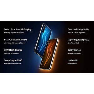 RealMe 6 Pro 128GB + 8GB RMX2063 6.6" Dual Sim 4G LTE Octa-core Snapdragon 720G - Quad Camera - International Version -No Warranty (GSM Only, Not CDMA) (Red)