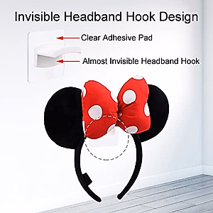 Adhesive Ear Headband Hooks for Wall ( Pack of 10) - Strong Hold Ear Headband Organizer, No Drilling Hairband Holder Rack, Wall Mount Ear Hair Band Hanger Display for Storage Collection, White