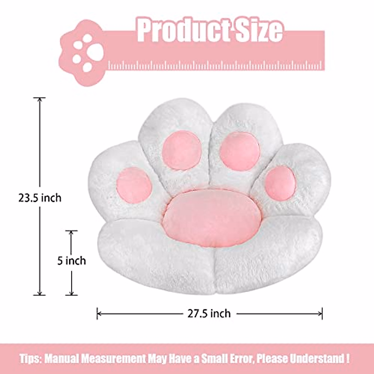 MOONBEEKI Cat Paw Cushion Chair Comfy Kawaii Chair Plush Seat Cushions Shape Lazy Pillow for Gamer Chair 28"x 24" Cozy Floor Cute Seat Kawaii for Girl Worker Gift, Dining Room Bedroom Decorate White