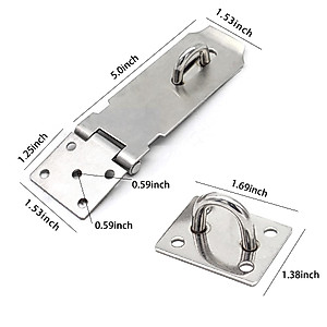Door Locks Hasp Latch, 5 Inch Stainless Steel Safety Packlock Clasp Hasp Lock Latch, Extra Thick Gate Lock Hasp with Screws Brushed Finish 2 Pack (5inch)1