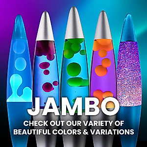 Jambo 16-Inch Beautiful Lamp with Wax That Flows Like Lava (Blue with Yellow/Green Wax, 16 Inch), Relaxing Night Light Nighlight Home Decor Living Room Office Bedroom Lamp for Adults, Teens, and Kids