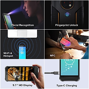 AGM H3 Rugged Smartphone, Rugged Phone Unlocked Android 11 4G LTE, 13MP Infrared Night Quad Camera, IP68/IP69K Waterproof, 5.7" HD+ Screen 4GB+64GB, 5400mAh Battery, 2W Loud Speaker/PTT/GPS/NFC Black