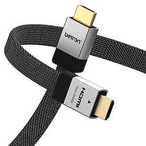 Betron HDMI Cable Flat Braided Cord Support 4K Audio Return Channel and Ethernet 6.5 feet Compatible with Samsung, Sony, LG Televisions