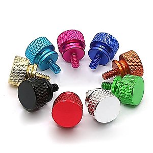 10Pcs 6#-32 * 6mm Aluminum Alloy Computer Chassis Colorful Screws Coarse Teeth 3.5mm Knurled Head Screw Hand Twist Bolt DaJiKan (Color : Local gold)