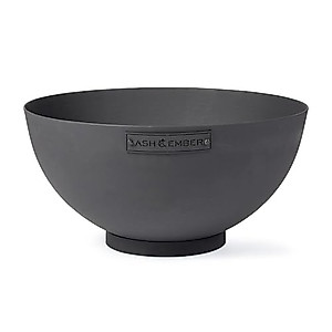 Ash & Ember 29" Hemisphere Fire Pit, Wood Burning Backyard Fireplace, Round Flat Flanged Base, Cast Iron High-Temp Black Paint Fire Bowl, Portable Outdoor Firepit