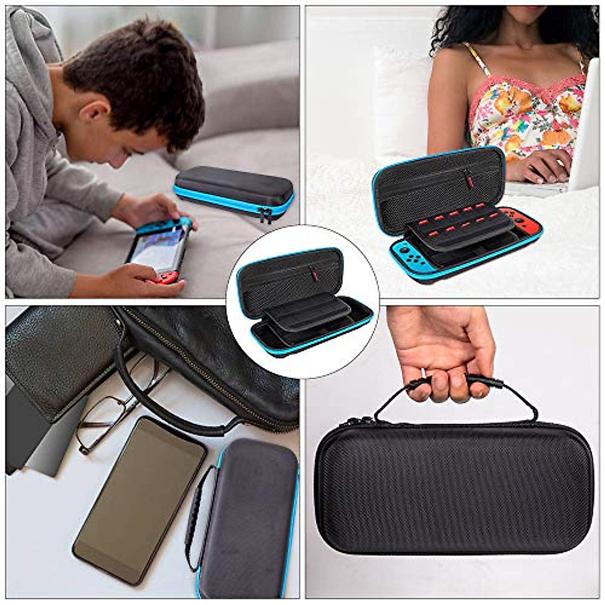 XBrand Carrying Case for Nintendo Switch, Protective Portable Hard Shell Pouch for Nintendo Switch, Premium Travel Game Bag with 10 Game Card Slots for Switch Accessories. (Red)