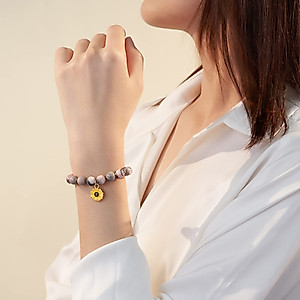 Dabem Sunflower Gifts for Women, Sunflower Bracelet Jewelry Birthday Valentines Day Easter Gifts for Women Beastfriend Bestie Sister