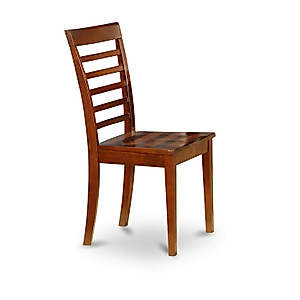 East West Furniture DUML7-MAH-W 7-Piece Kitchen Table Set - a Rectangular Modern Dining Table - 6 Wood Dining Chairs with Solid Wood Seat & Ladder Back - Mahogany Finish