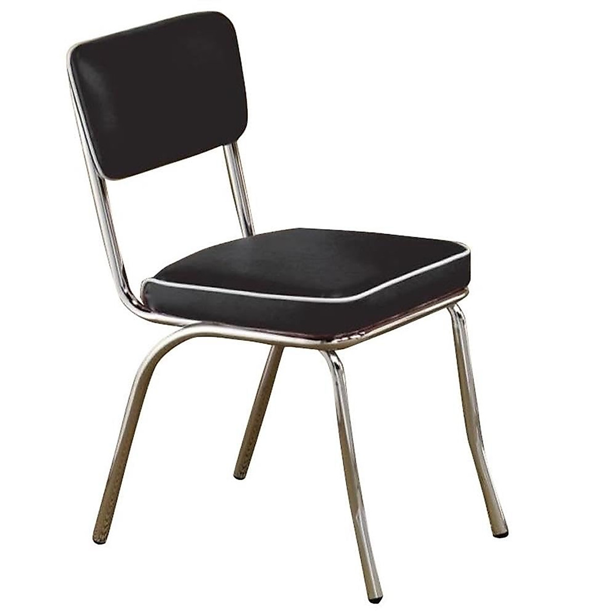 Home Square Dining Table Set with 42" Vintage Retro Round Dining Table and Set of 4 Retro Side Chairs with Cushion Black and Chrome for Kitchen and Dining Room