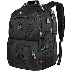 MATEIN Backpack for Men, Large Laptop Backpack with USB Port, Travel Backpacks for Women Student, Big College School Bookbag Water Resistant TSA Business Computer Bag Fit 17 Inch Notebook, Black