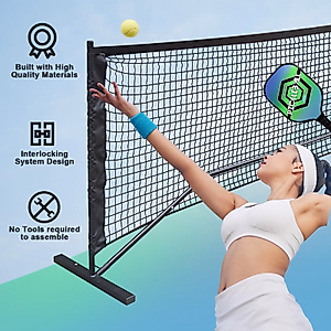 JUMPMKT Pickleball Net Portable Outdoor, 22 FT Pickleball Net - USAPA Regulation Full Size, Pickleball Net System with Metal Frame Stand and Carrying Bag for Driveway, Backyards, Indoor, Outdoor Game.