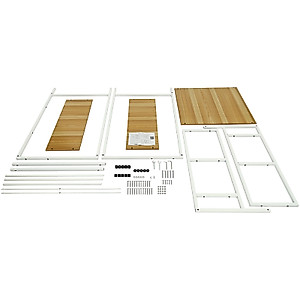 iSamLam Over Washer Dryer Standing Rack Stand with Adjustable Rubber Feet, Hanging Towels Organizer Laundry Products Storage Shelf for Bathroom Laundry Room Space Saver (White + Log)