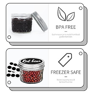 VERONES Mason Jars Canning Jars, 4 OZ Jelly Jars With One Piece Regular Lids, Ideal for Jam, Honey, Wedding Shower Favors, DIY Spice Jars, 40 PACK