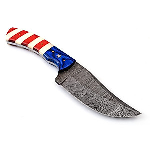 SagaCity Damascus Hunting Knife, 9 Inch Handmade Knife with Sheath, Knives for Men, Bushcraft Kinfe, Edc Knife Damascus, Small Hunting Knife; 109