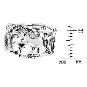 AeraVida Wild & Free Running Horses .925 Sterling Silver Ring (10) | Animal Inspired Ring for Women | Horse Jewelry