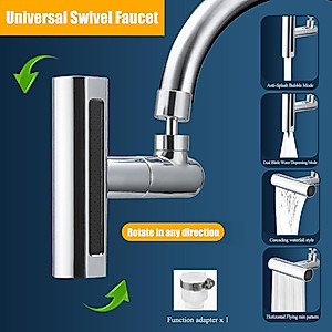 Toega 360°Swivel Faucet Extender, Copper faucet aerator,faucet extender, Kitchen Rotating Extension Filter with 4 Mode Splash