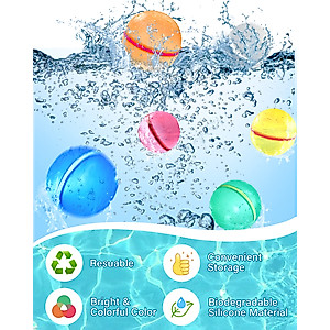 KOKODI Reusable Water Balloons for Kids, Self-Sealing Splash Water Balls Refillable, Quick Fill Pool Toys for Kids Games Outdoor (4 PCS)