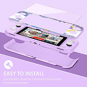 oqpa for Nintendo Switch Lite 2019 Case for Girls Boys Kids PC Cute Kawai Cartoon Character Design Cool Fun Slim Protective Cases Hard Shell Cover with Screen Protector Glass for Switch Lite,Hat Stitc