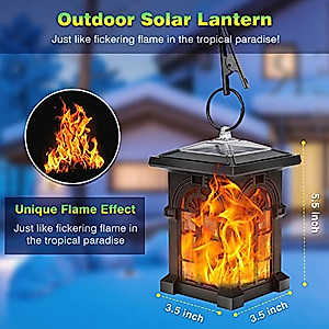 Solar Lantern, Futuriol IP65 Waterproof Solar Outdoor Lights with Flickering Flame Outdoor Lighting Halloween Decorations, Mini Solar Powered Hanging Landscape Light for Garden Yard Porch Lawn 4 Pack