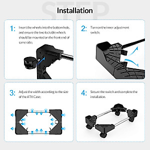 ORICO Computer Tower Stand, Mobile CPU Holder with 4 Caster Wheels Fits for Most Computer Tower, Gaming PC, Printer, Under Desk PC Holder (Black)