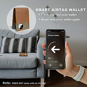 BROSHOPP AirTag Wallet Men, Bifold Genuine Leather Rfid Blocking AirTag Wallet with Cash Slots ID Window, Compatible Apple Air Tag Holder