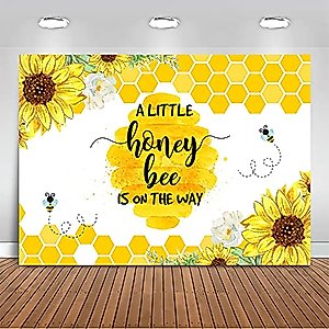 Mocsicka Bee Backdrop for Baby Shower Boy Girl Sweet As Can Bee Gender Reveal Party Decoration A Sweet Little Honey Bee is on The Way Honeycomb Bumblebee Party BannerBackground (7x5ft (82x60 inch))