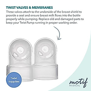 Motif Medical, Set of 2 Twist Valves and Membranes, Replacement Parts for Motif Twist Breast Pump
