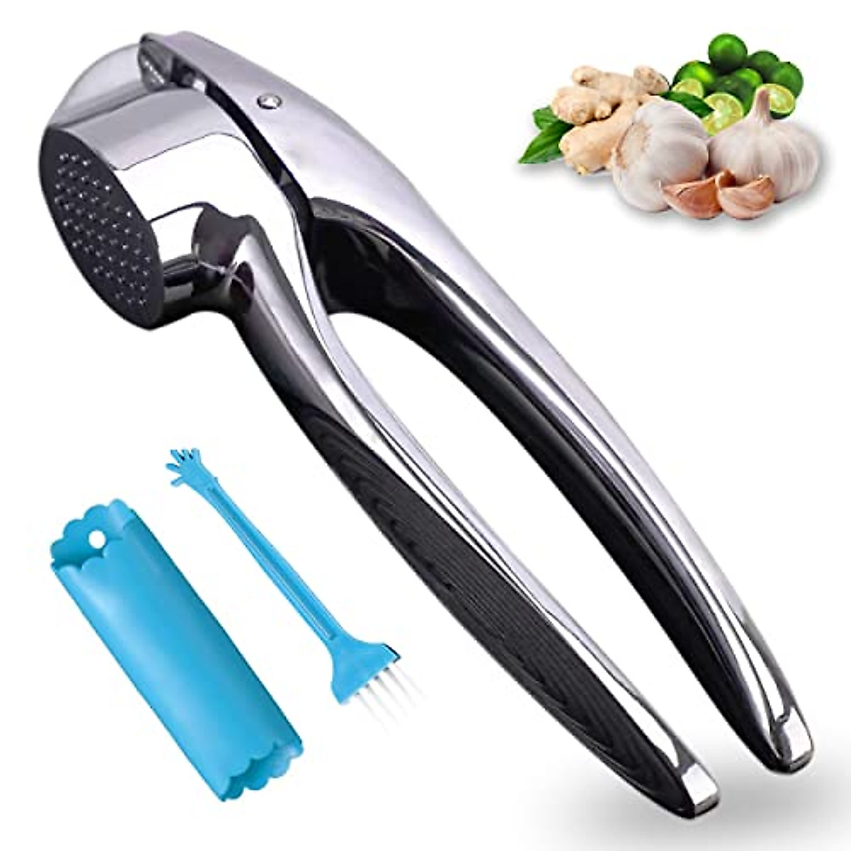 Garlic Press, Heavy Duty Garlic Mincer Ginger Press, Garlic Press Mincer, Professional Grade Garlic Crusher, Rustproof & Dishwasher Safe