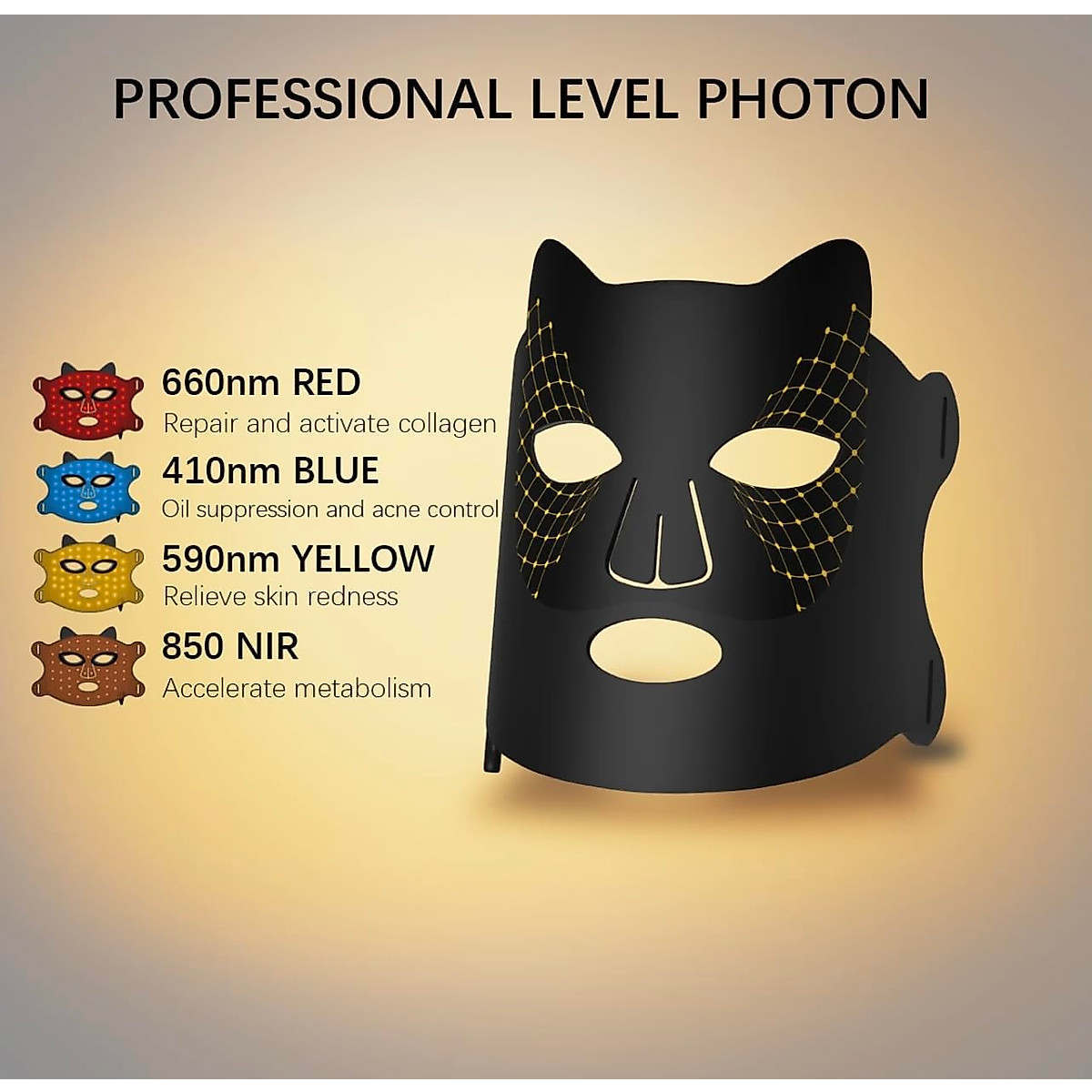 ReNew You Essentials Red Light Therapy For Face, multiple colors LED Face Mask Light Therapy, Red Light Therapy Mask Skin Care At Home Use