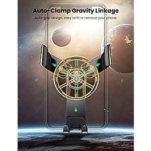 UGREEN Car Vent Phone Mount Air Vent Clip Cell Phone Holder Gravity Auto Lock Compatible with iPhone 14 Pro Max 14 Plus, iPhone 13 12 11 Pro Max XR XS 8 7 Plus SE, Samsung Galaxy S22 Smartphone Black