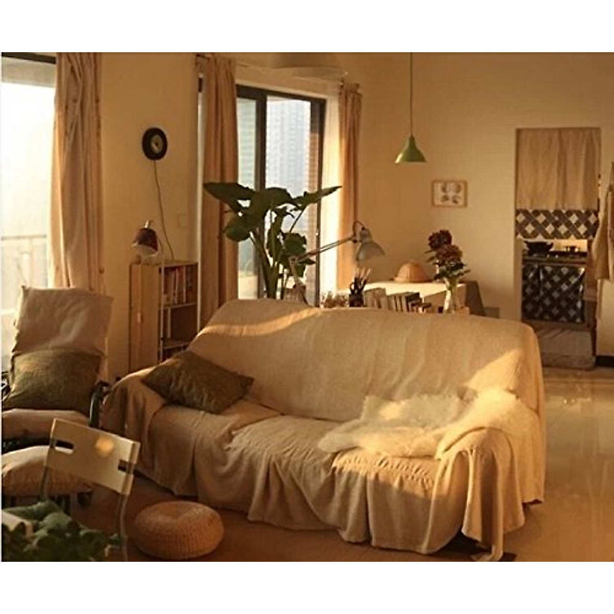 LOVOUS® Nature Linen Needlework Fabric, Plain Solid Colour Linen Fabric Cloth Hemp Jute Fabric Table Cloth Garments Crafts Accessories, 20 by 62-Inch (Color 1)