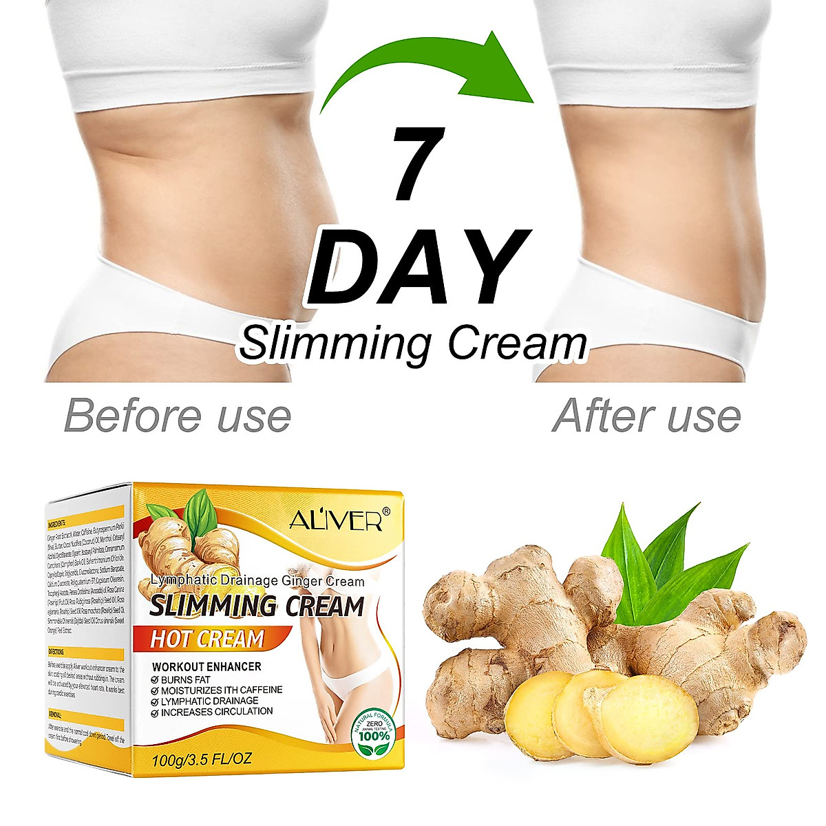 VOGSIG Anti Cellulite Slimming Cream Gel, Hot Cream, Ginger Fat Burning Weight Loss Full Body Fat Burning Cream for Belly, Perfect for Cellulite, Soothing, Relaxing, Tightening & Slimming
