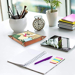 Lyetny Japanese Crane Birds Organizer Tray Storage Box Bedside Caddy for Men Key Wallet Watch and Coins Dice Holder,20.5x20.5cm