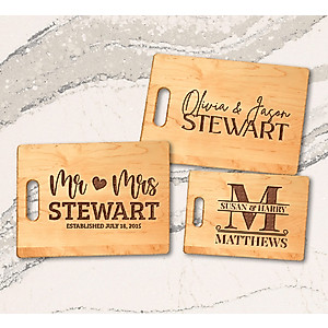 Personalized Mr and Mrs Cutting Board Wedding Gift for Couple Custom Arched Bamboo Cutting Board Housewarming Gifts