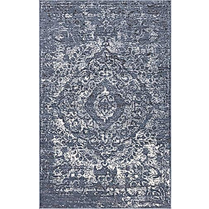 Unique Loom Portland Collection Area Rug - Astoria (5' 3" x 8' Rectangle, Blue/ Ivory)