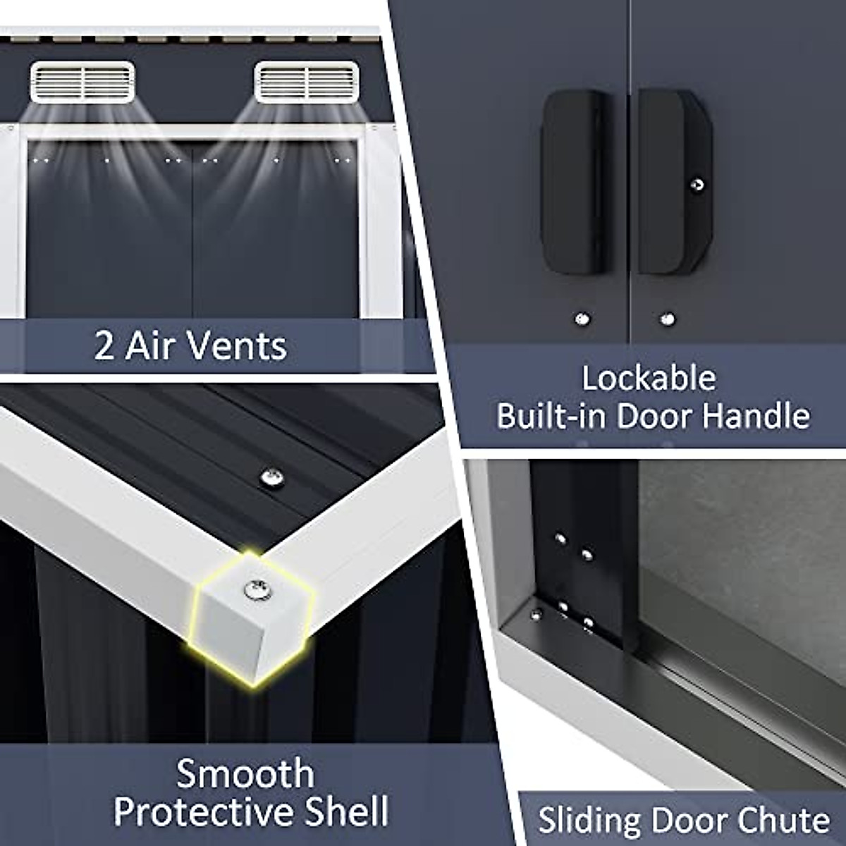 HOGYME Storage Shed 6' x 3.6' Outdoor Storage Metal Shed Garden Sheds with Double Sliding Door, Steel Tool Sheds for Lawnmower, Generator, Bike, Trash Can Gray