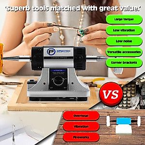 OPAVIOC Jewelry Polisher - Adjustable Variable Speed Bench Grinder Polishing & Buffing Machine, Dental Buffer & Lathe - Includes 2 Cotton Buffs, 2 Abrasive Fiber Wheels, Safety Glass, Polish Compound