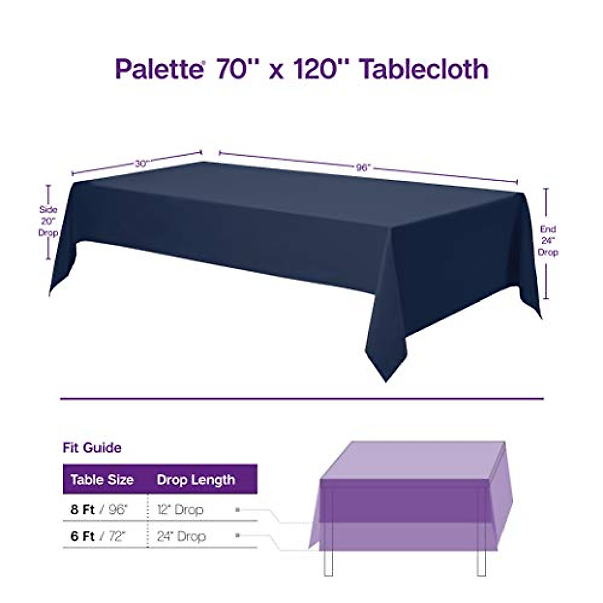 Gee Di Moda Rectangle Tablecloth - 70 x 120 Inch | White Rectangular Table Cloth in Washable Polyester | Great for Buffet Table, Parties, Holiday Dinner, Wedding & Baby Shower