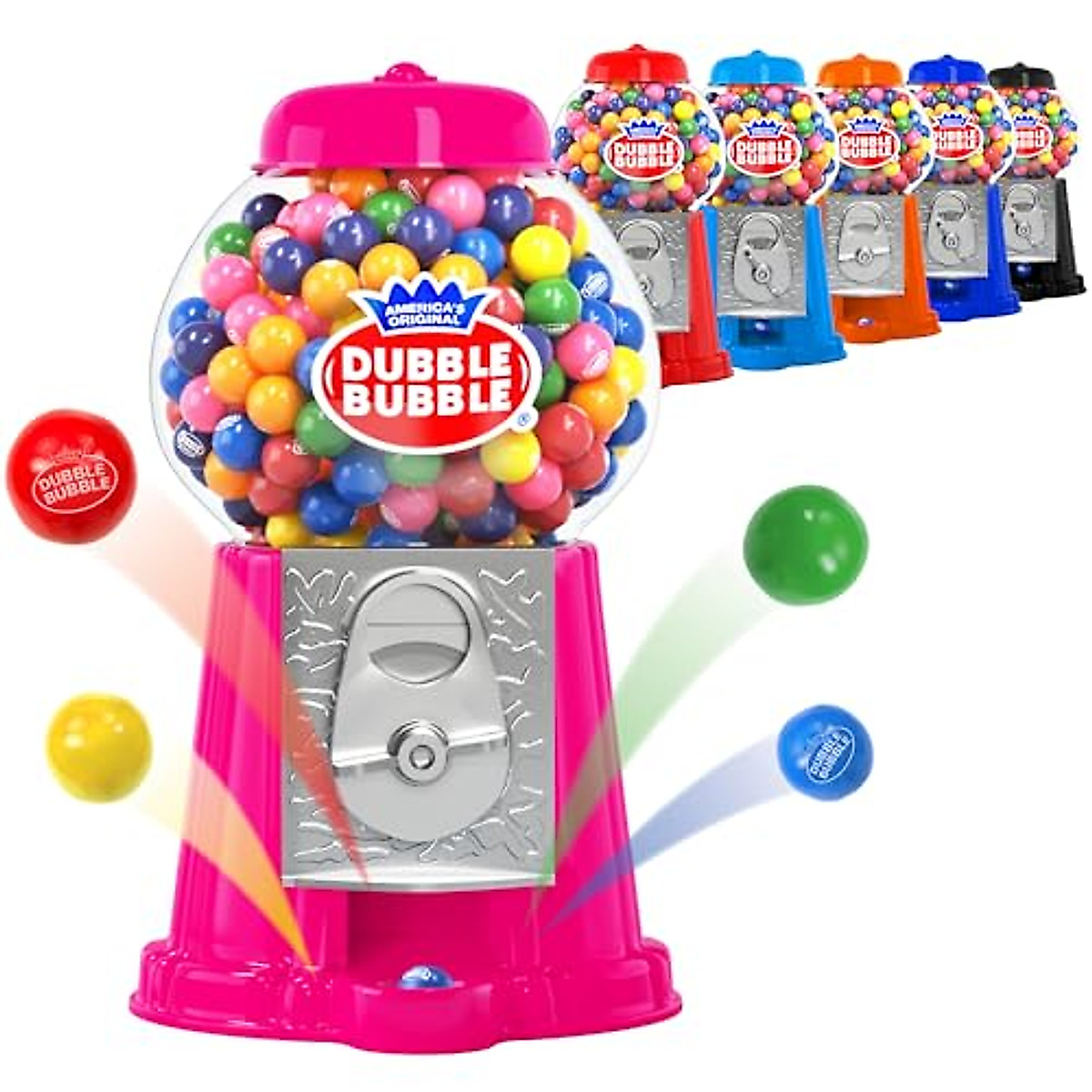 8.5" Coin-Operated Gumball Machine Bank with 85 Gumballs - Pink Candy Dispenser Toy for Kids