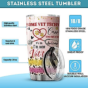 ZOXIX Vet Tech Cups Tumbler Glitter Leopard Stethoscope Medical Veterinarian Coffee Mug With Lid 20oz Stainless Steel Cup Cute Veterinary School Graduation Gifts For Girls