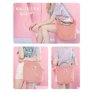 Lily queen Women Canvas Tote Handbags Casual Shoulder Bag purse Crossbody (Almond Pink)