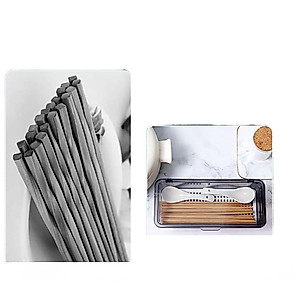 Flatware Plastic Tray With Lid Kitchen Cutlery and Utensil Storage Container with Cover- Proof Dinnerware Holder(grey)