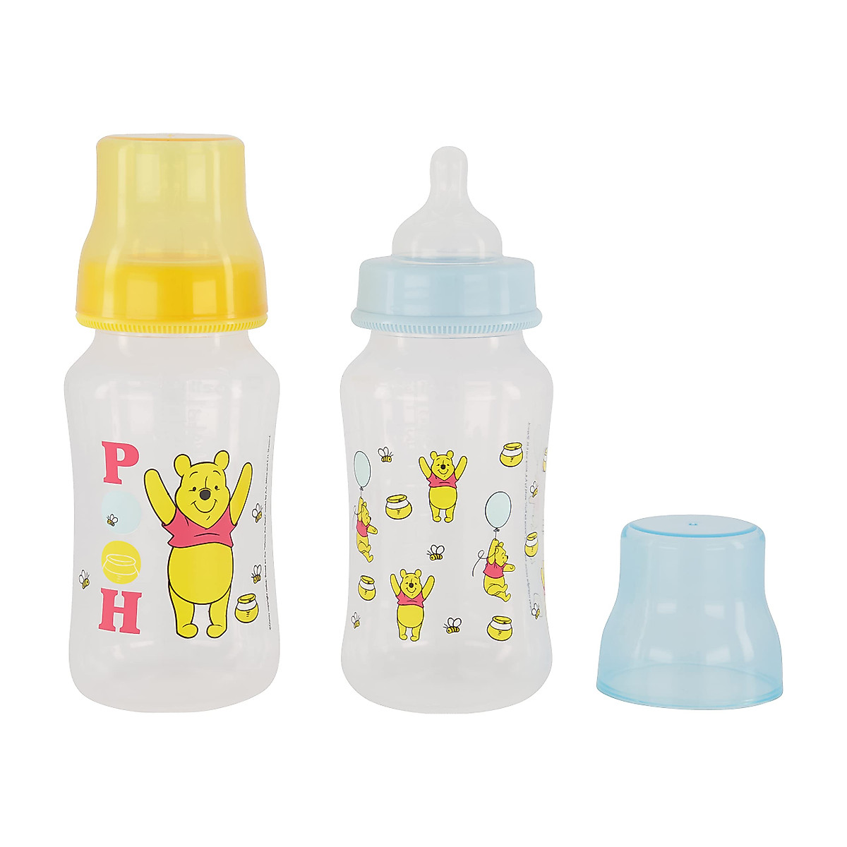 Baby Bottles 11 oz for Boys or Girls | 2 Pack of Disney Mickey Mouse Infant Hourglass Shaped Bottles with Cover for Newborns and All Babies | BPA-Free Plastic Baby Bottle for Baby Shower