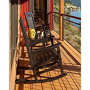 POLYWOOD PWS166-1-BL Presidential Rocker 3-Piece Rocking Chair Set, Black