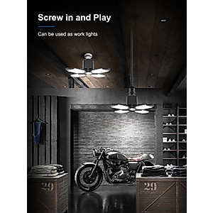 toberich LED Garage Light Bulb - 120W 12000LM Shop Lights with 4+1 Deformable Panels, 6500K Screw in Ceiling Lights for Garage, Workshop, Workbench, Basement (1 Pack)